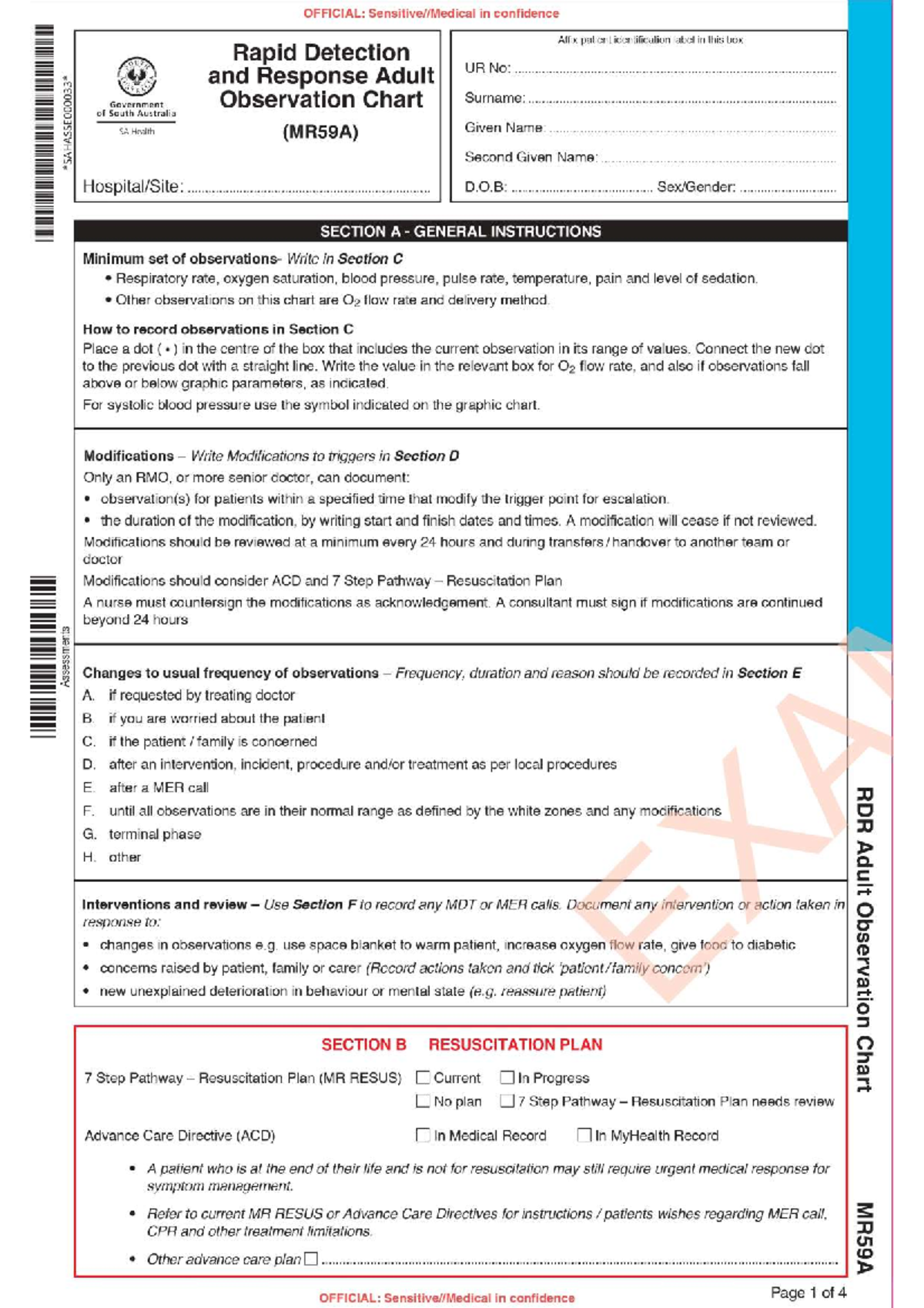MR59A Adult Observation Chart - Rapid Detection and Response Guide ...