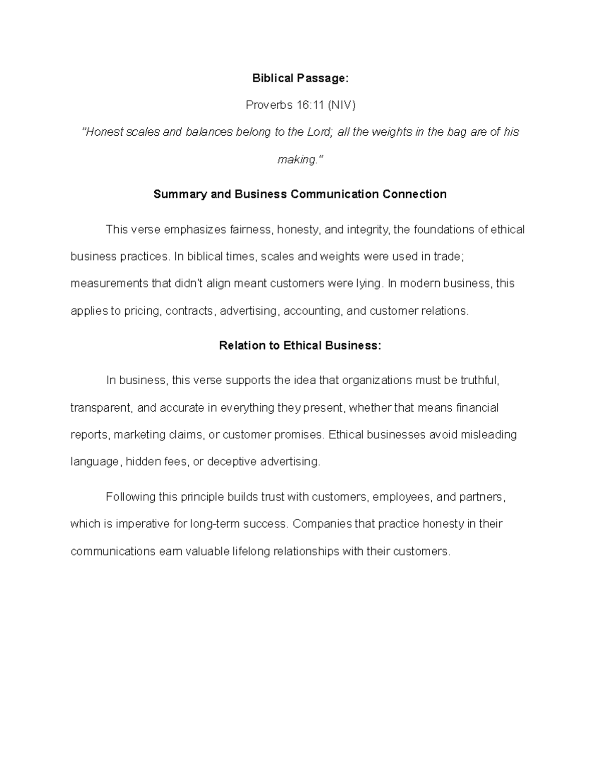 BUAD2503 Ethics in Media: Proverbs 16:11 and Business Integrity - Studocu