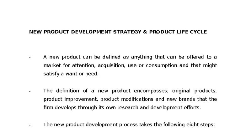NEW PRODUCT DEVELOPMENT & PRODUCT LIFE CYCLE (NPD 101) - Studocu