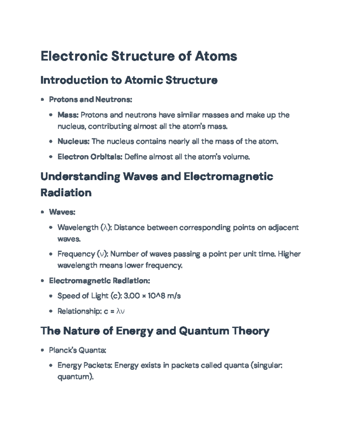 Atomic Structure and Quantum Mechanics: Concepts and Principles - Electronic Structure of Atoms ...