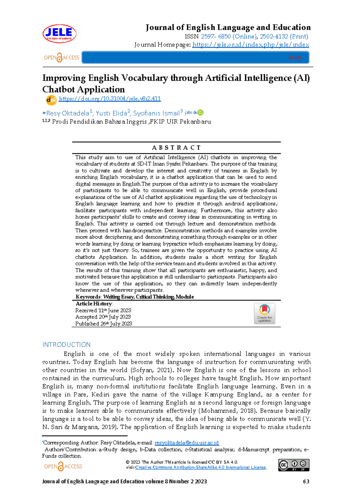 Improving English Vocabulary via AI Chatbot Application - Prodi ...