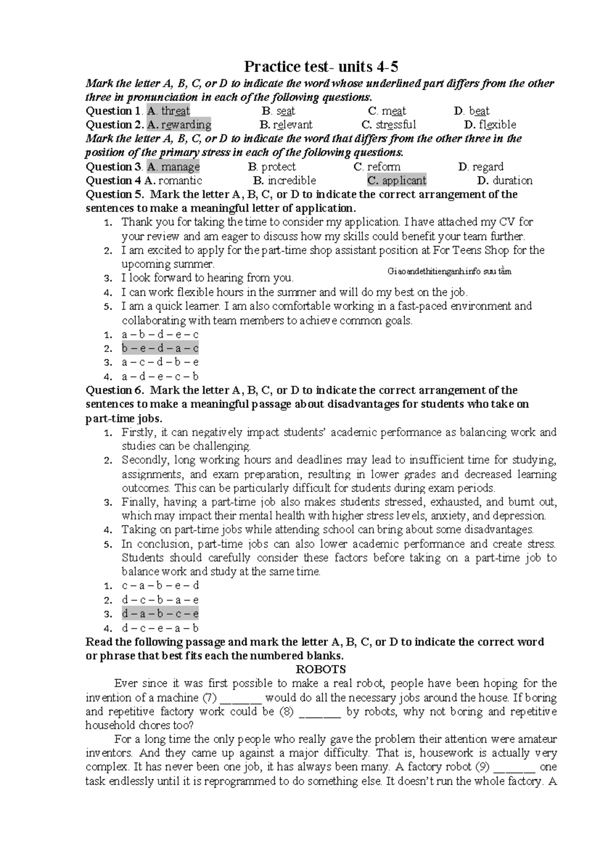 Practice Test U4,5: Essential Study Resource for Students - Studocu