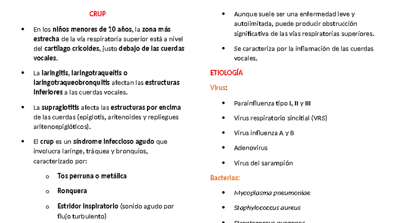 CRUP y Laringitis en Niños Menores de 10 Años: Diagnóstico y ...