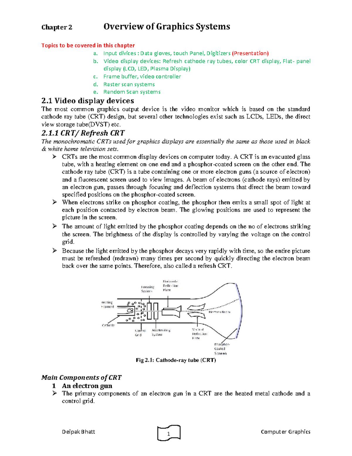 Unit 2: Overview of Graphics Systems in Computer Graphics - Studocu