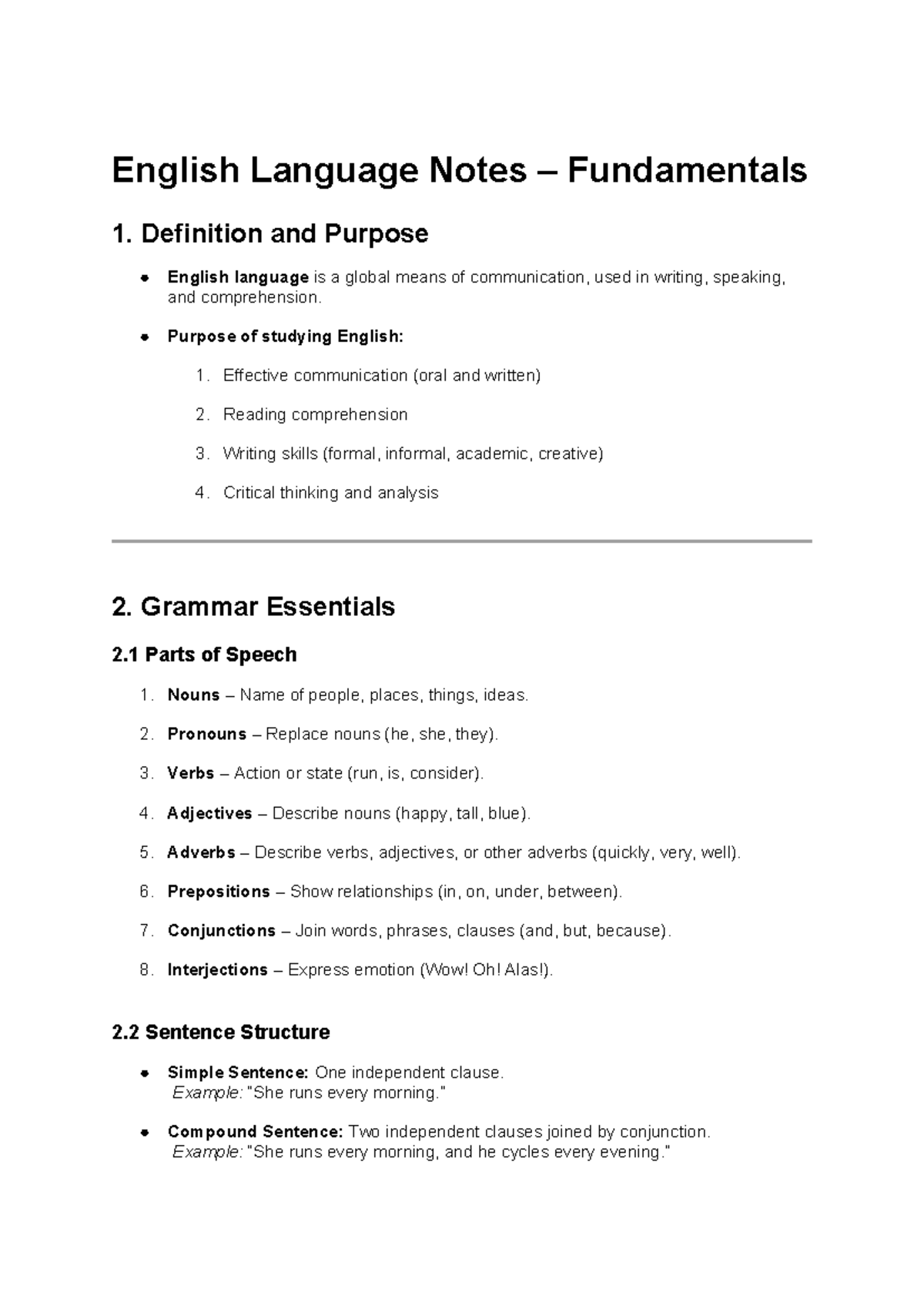 English Language Notes – Fundamentals 1: Key Concepts and Skills - Studocu
