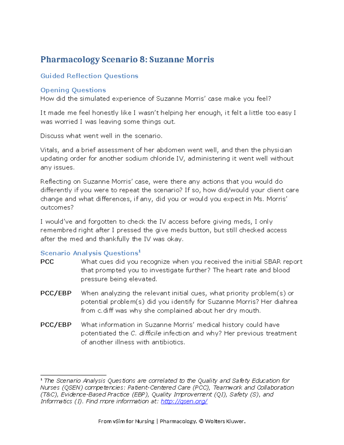 Pharmacology Scenario 8: Suzanne Morris Guided Reflection Questions ...