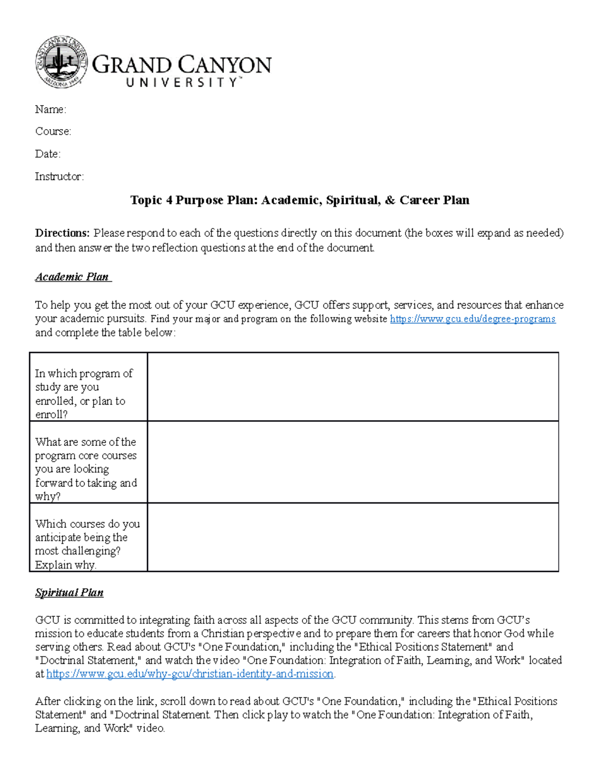UNV-303-RS-T4-Purpose Plan Online - Name: Course: Date: Instructor ...