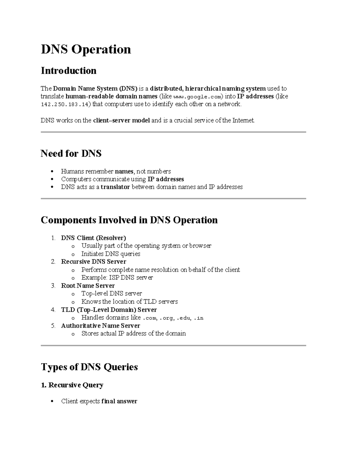 DNS Operation Overview: Understanding the Domain Name System - Studocu