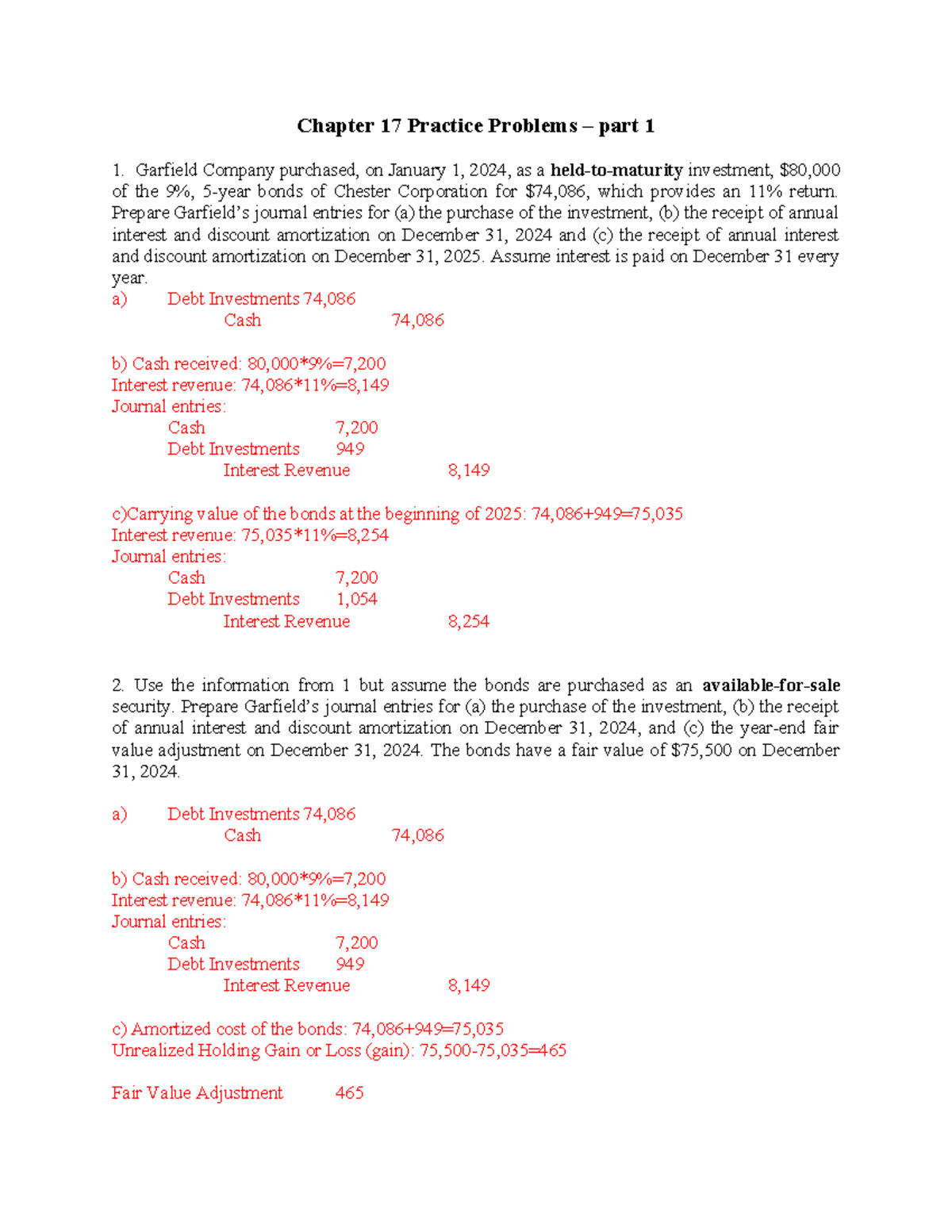 Ch 17 Practice Problems part 1 solutions - Chapter 17 Practice Problems – part 1 1. Garfield ...