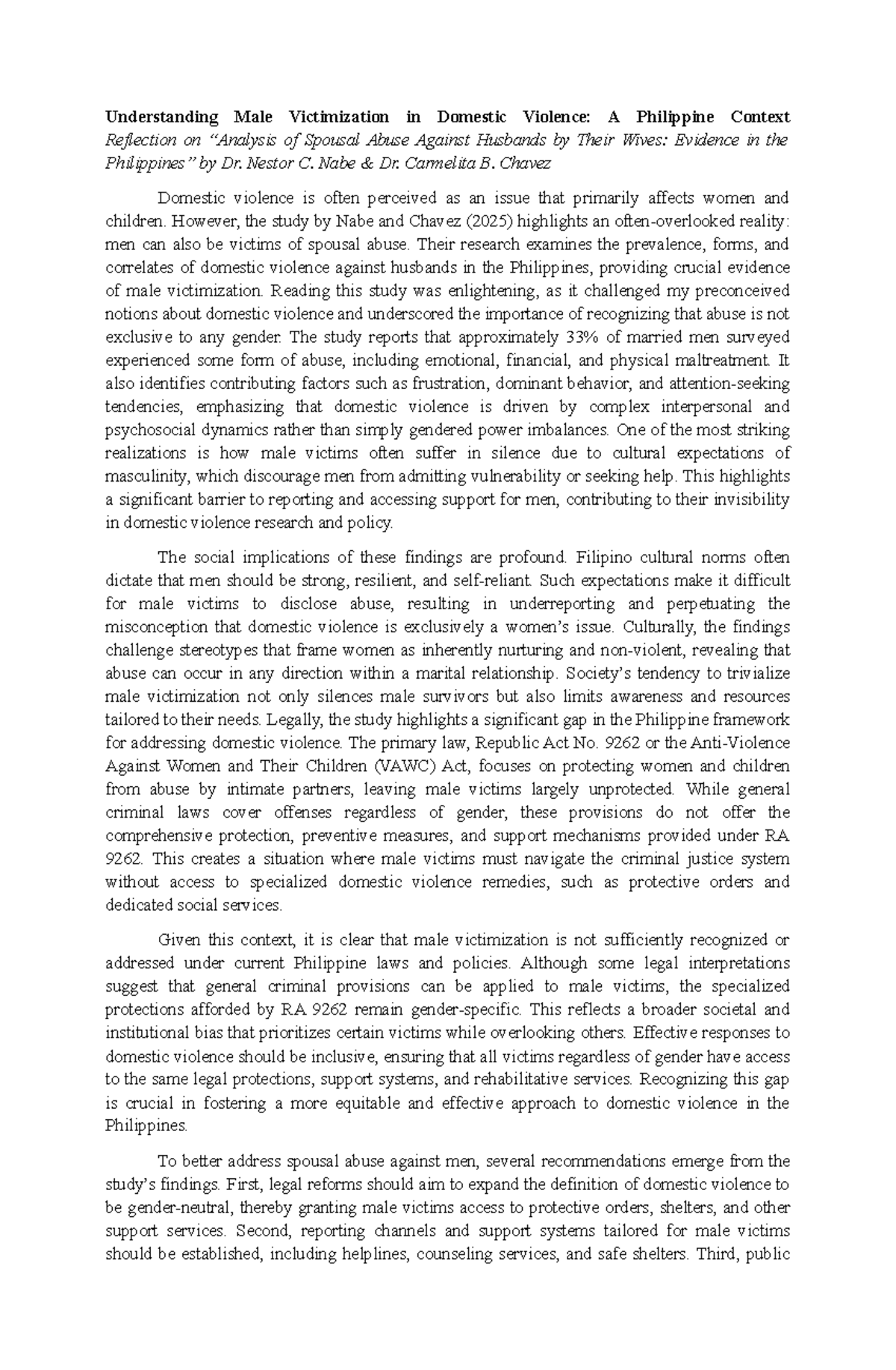 Understanding Male Victimization in Domestic Violence: Insights from ...
