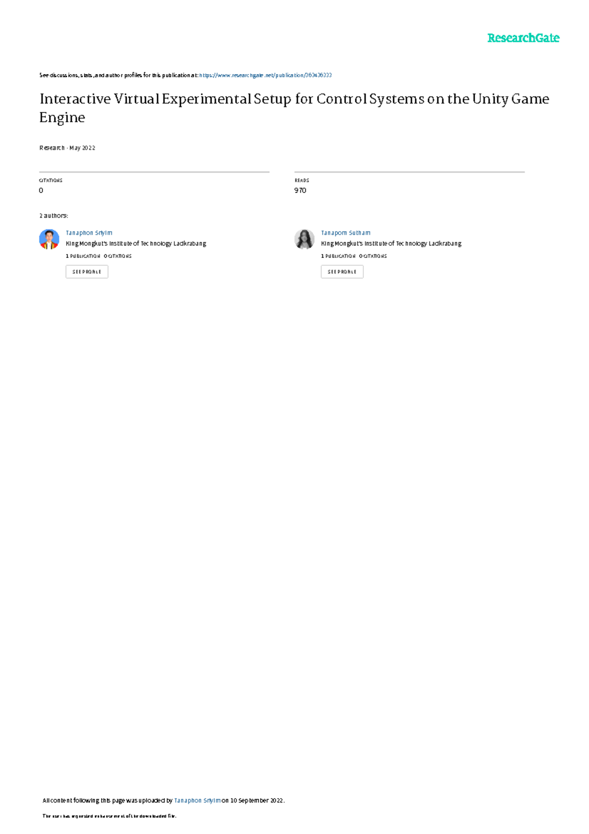 Interactive Virtual Control Systems Setup on Unity Engine - ME17 - Studocu