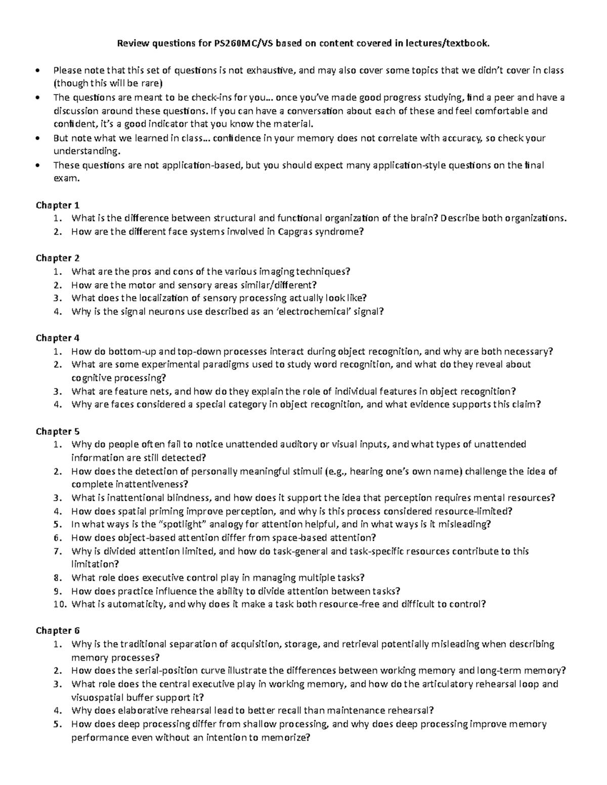 Exam Review Questions for PSY 101: Key Concepts and Topics - Studocu