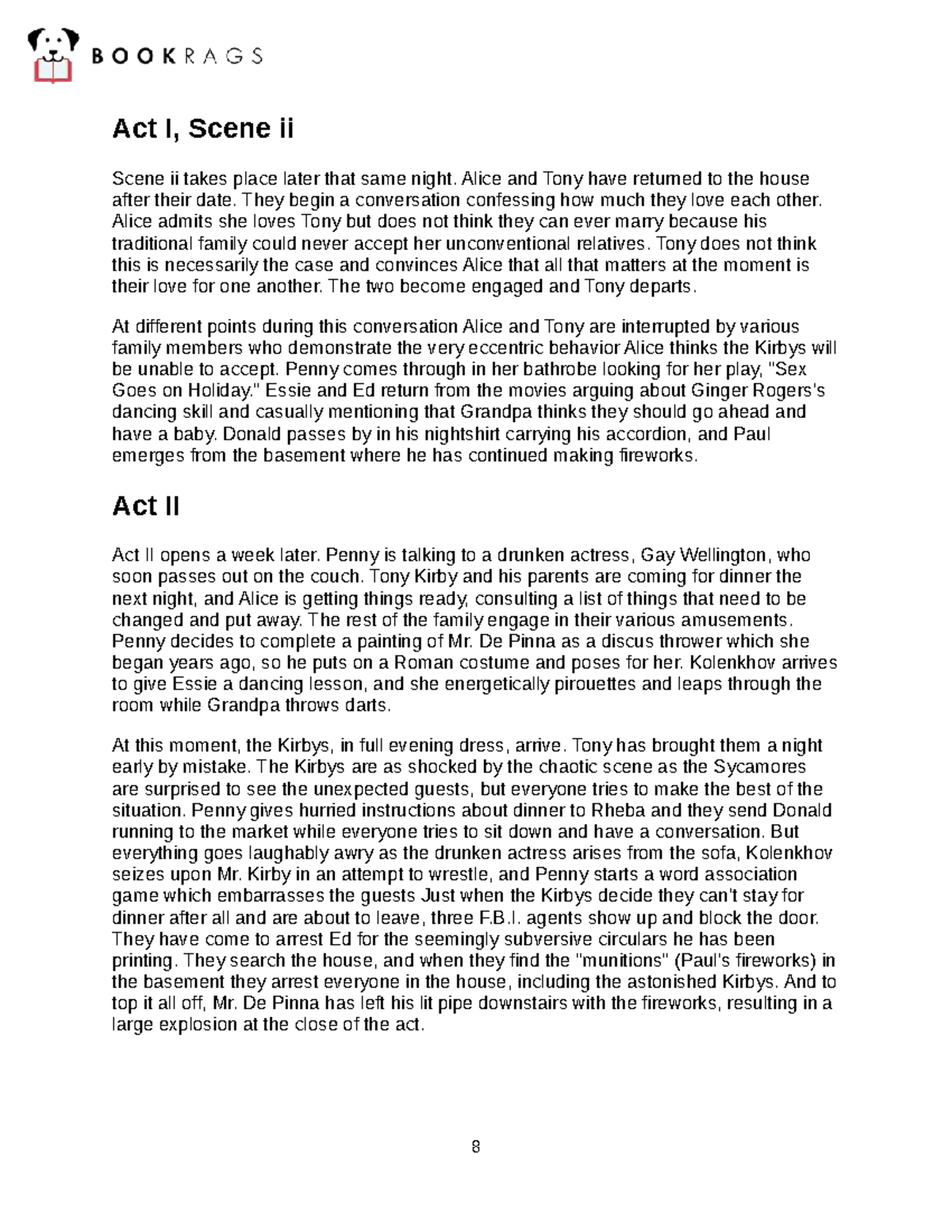 You Can't Take It With You: Act I & II Summary Study Guide - Studocu