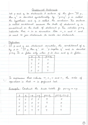 Conditional Statements Notes Discrete Mathematics F16 - CONDITIONAL ...