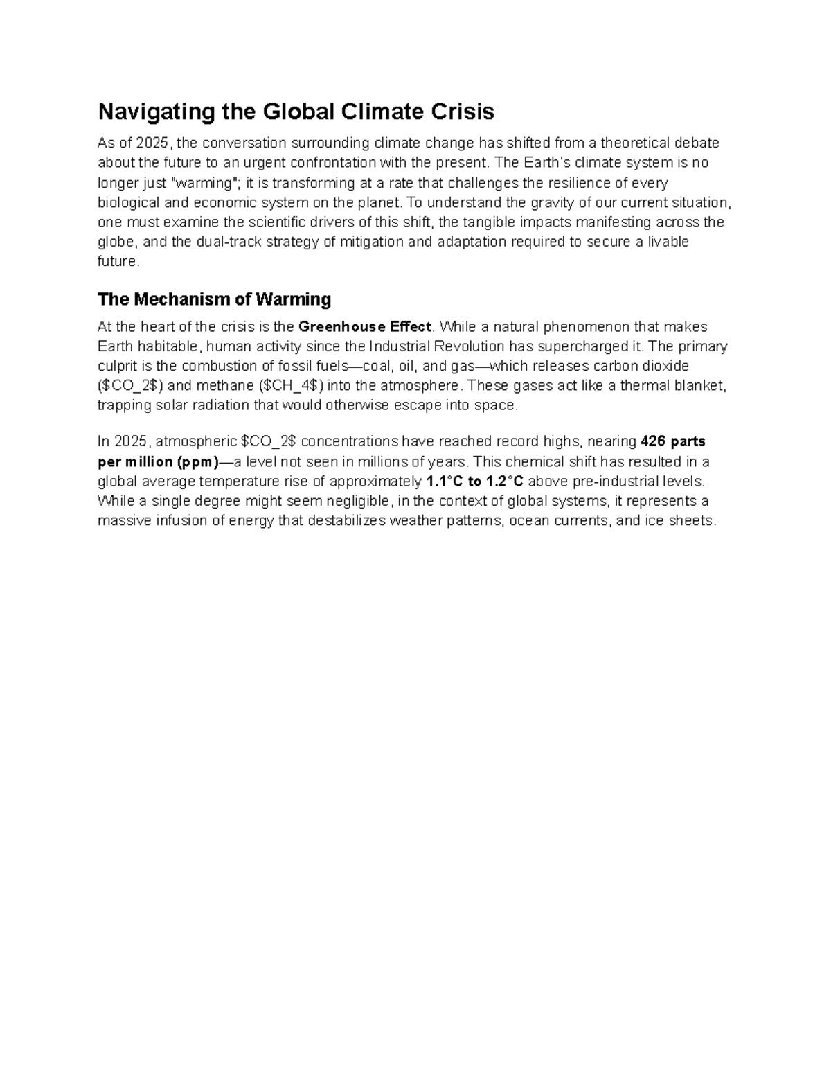 Navigating the Global Climate Crisis: Insights for 2025 - Studocu
