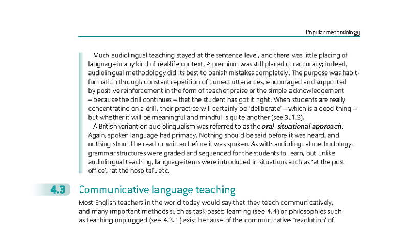 CLT 1 - Audiolingual vs Communicative Language Teaching Insights - Studocu