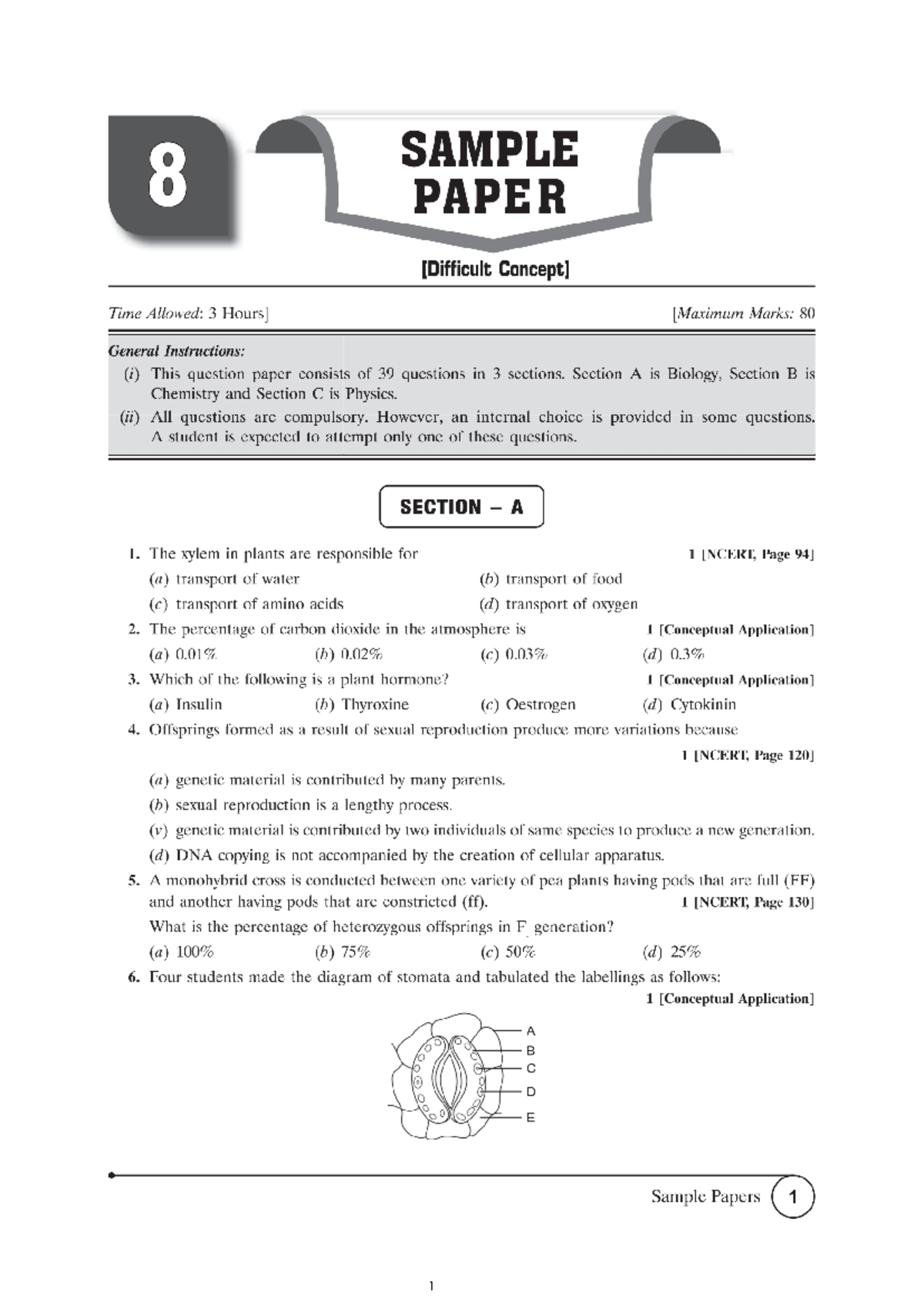 CBSE Class 10 EAD Science 2026 Edition Difficult Sample Paper 8 - Studocu