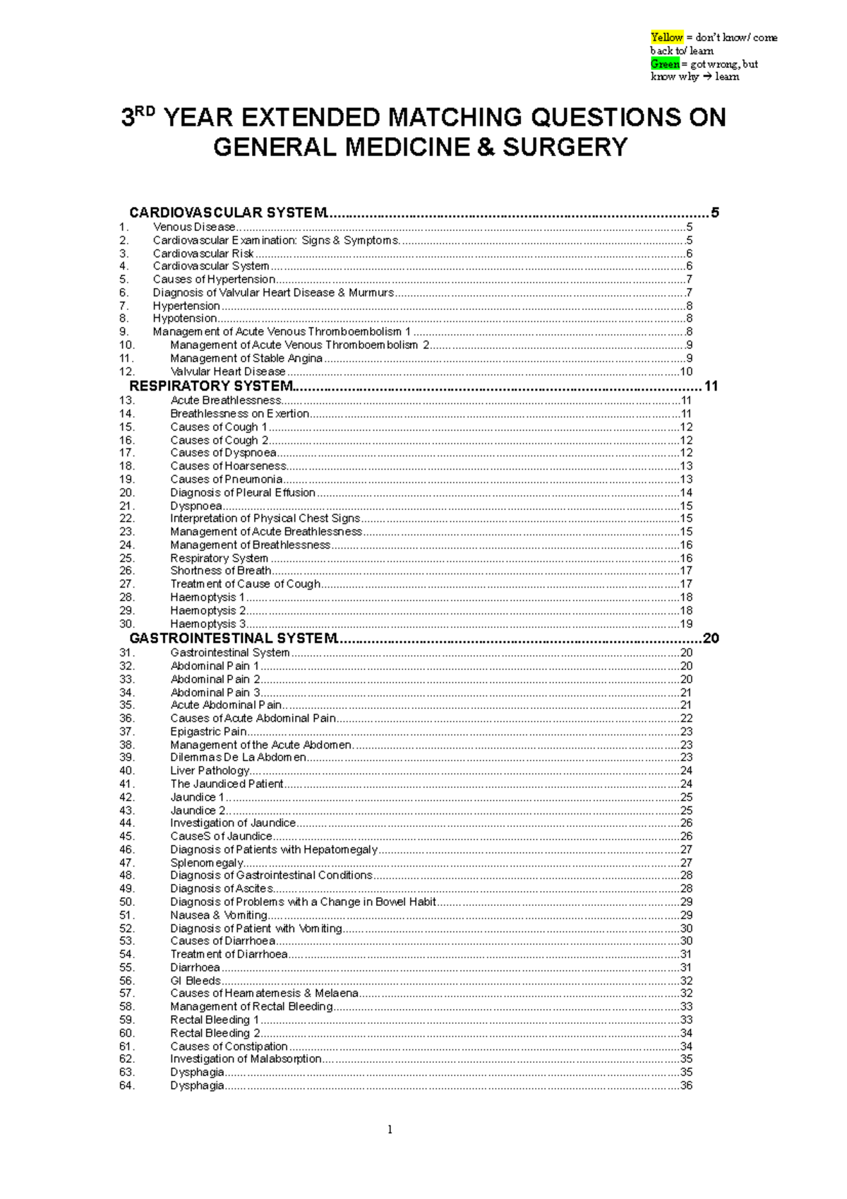 Year 3 Medicine MCQ Notes: Extended Matching Questions Guide - Studocu