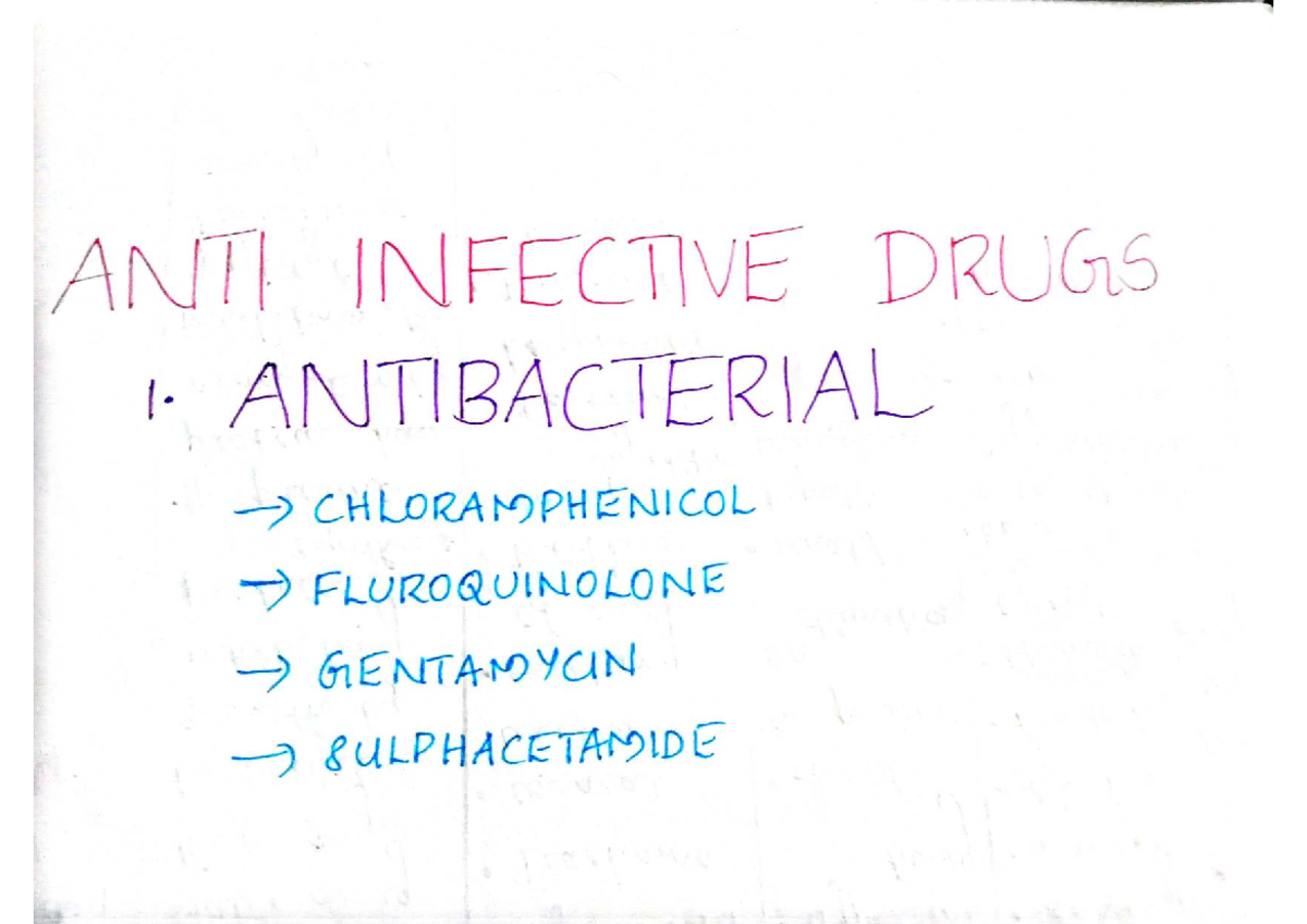 Anti Infective Drugs: Overview of Antibacterials & Antivirals - Studocu