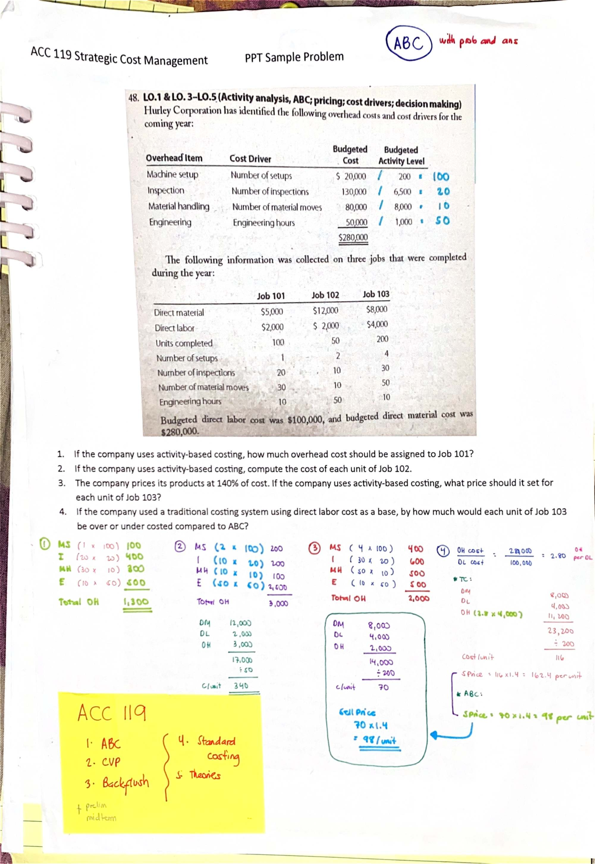 ACC 119 Strategic Cost Management: Activity-Based Costing Insights ...