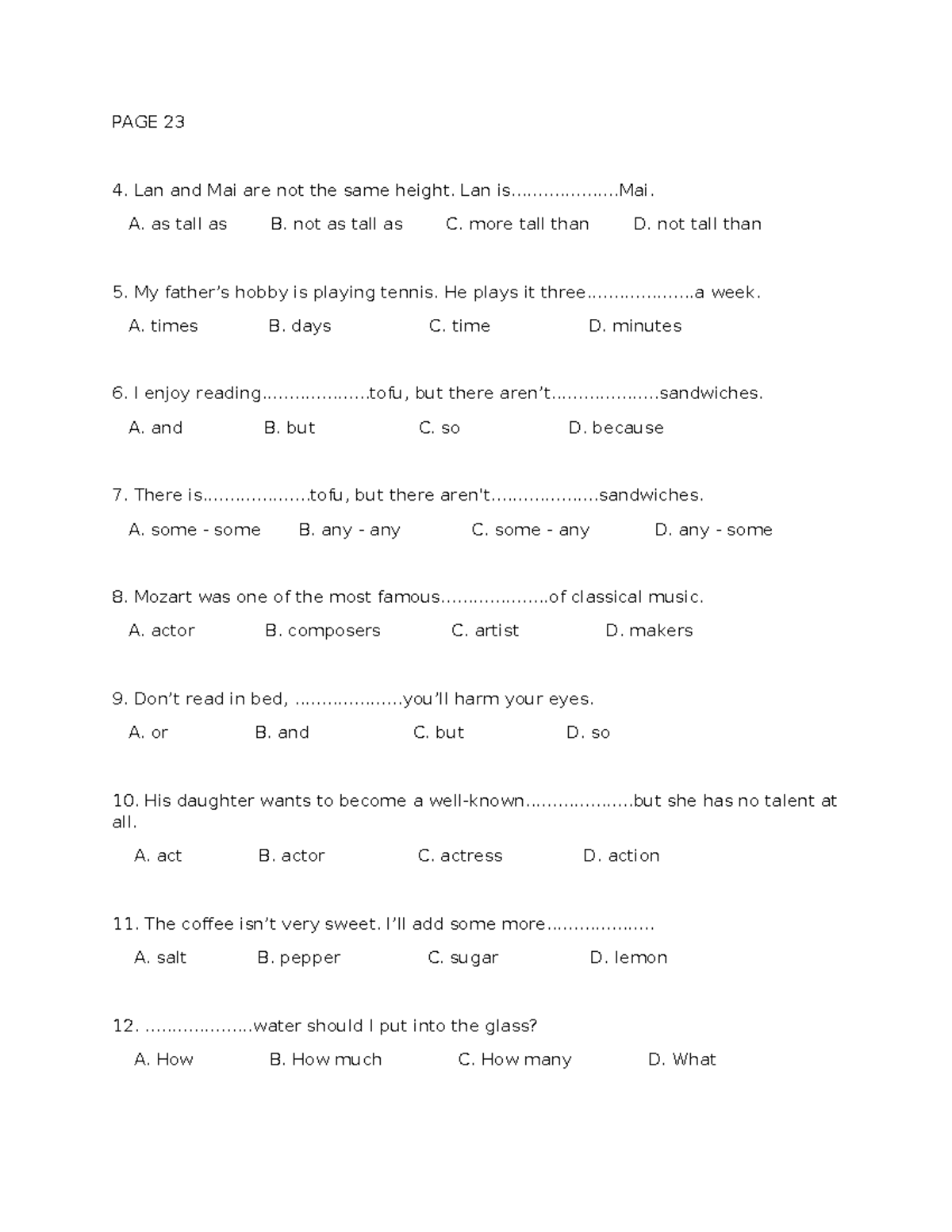 Test - ABC: English Language Practice Questions and Reading ...