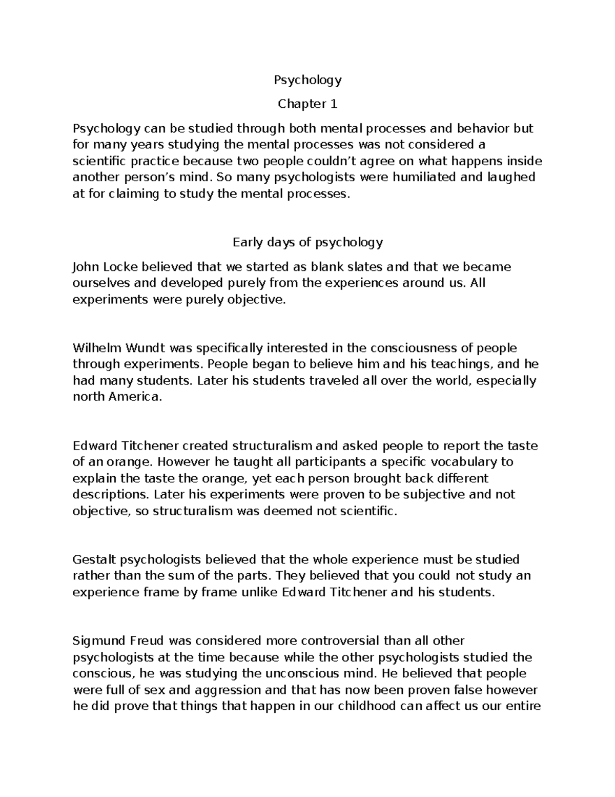 Psychology 101: Chapter 1 - The Evolution of Psychological Thought - Studocu