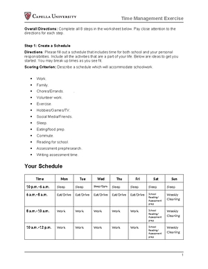 Cf time management exercise - Overall Directions: Complete all 7 steps ...
