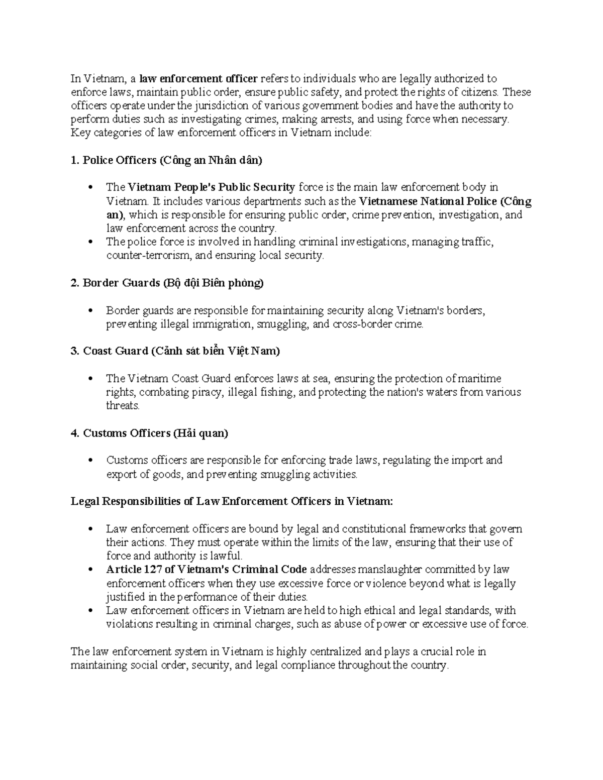Law Enforcement Accountability in Vietnam: Articles 127 & 128 Explained ...