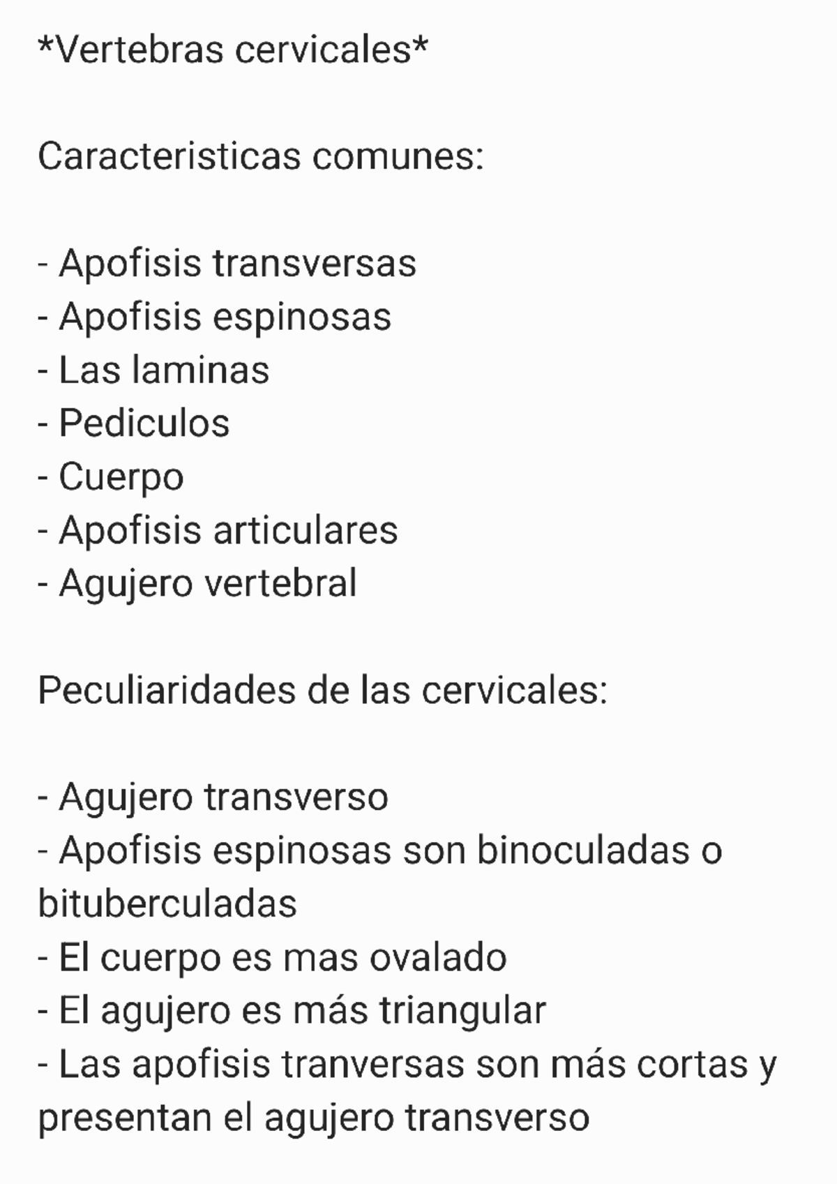 Anatomia humana - Vertebras Caracteristicas comunes: Apofisis ...