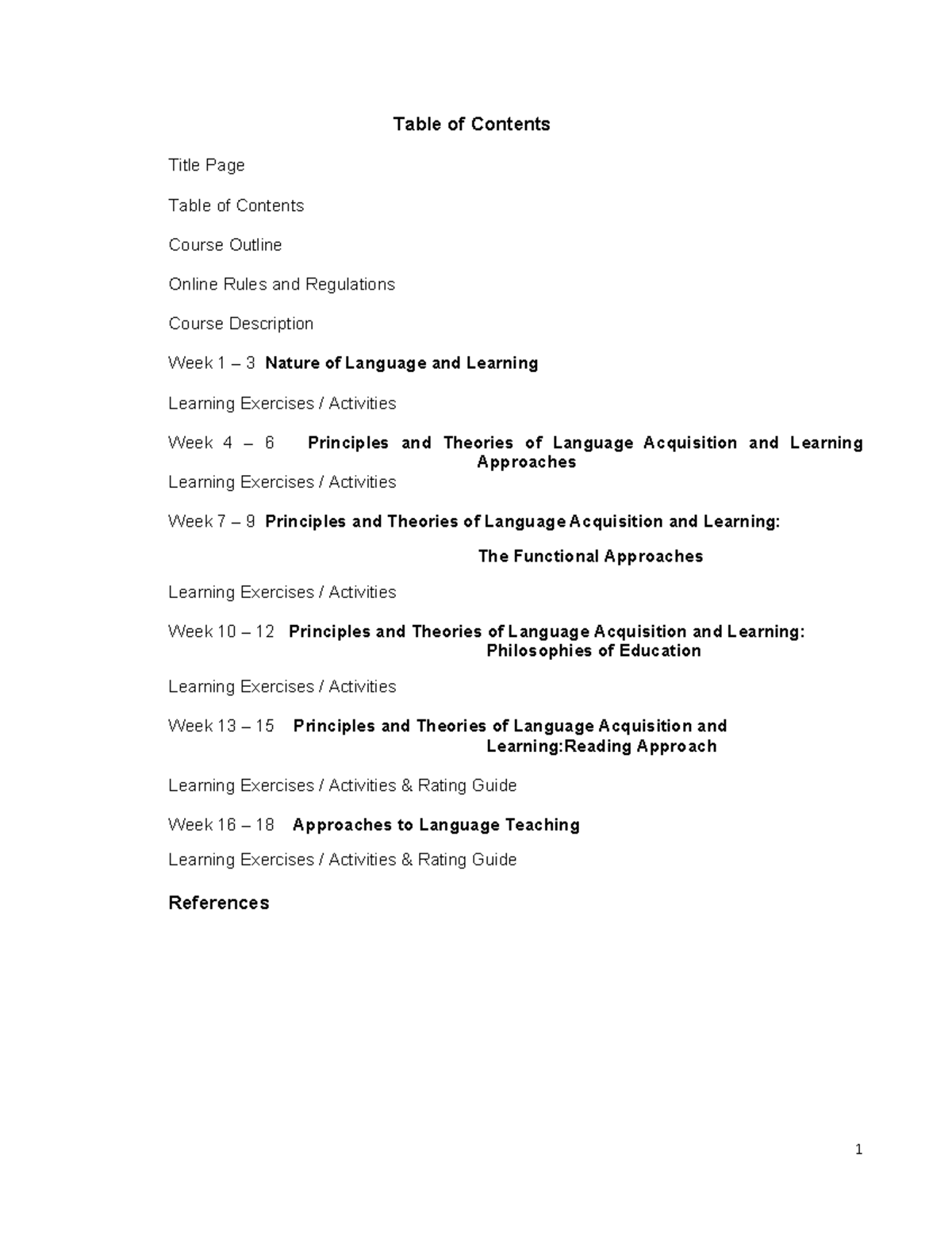 SLA module - Table of Contents Title Page Table of Contents Course ...