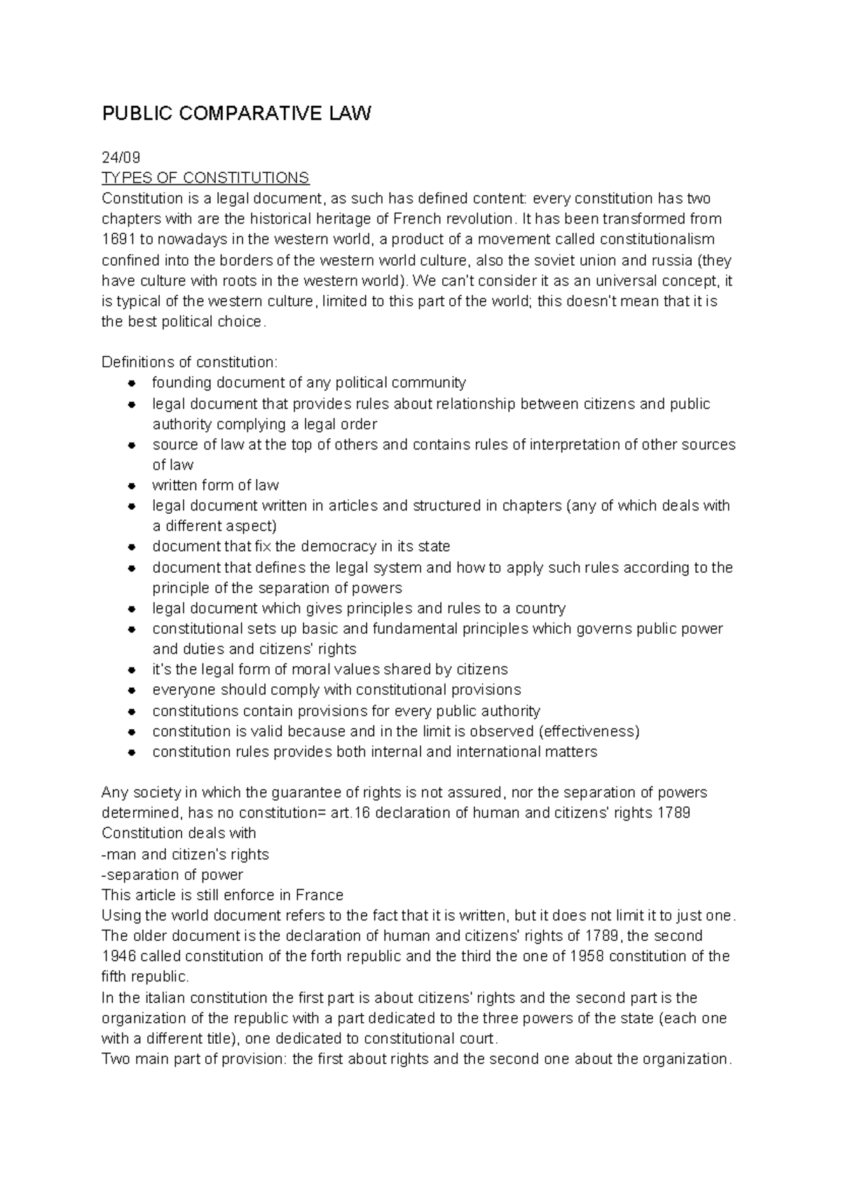 Comparative Constitutional Law: Types and Principles (PCL 101) - Studocu