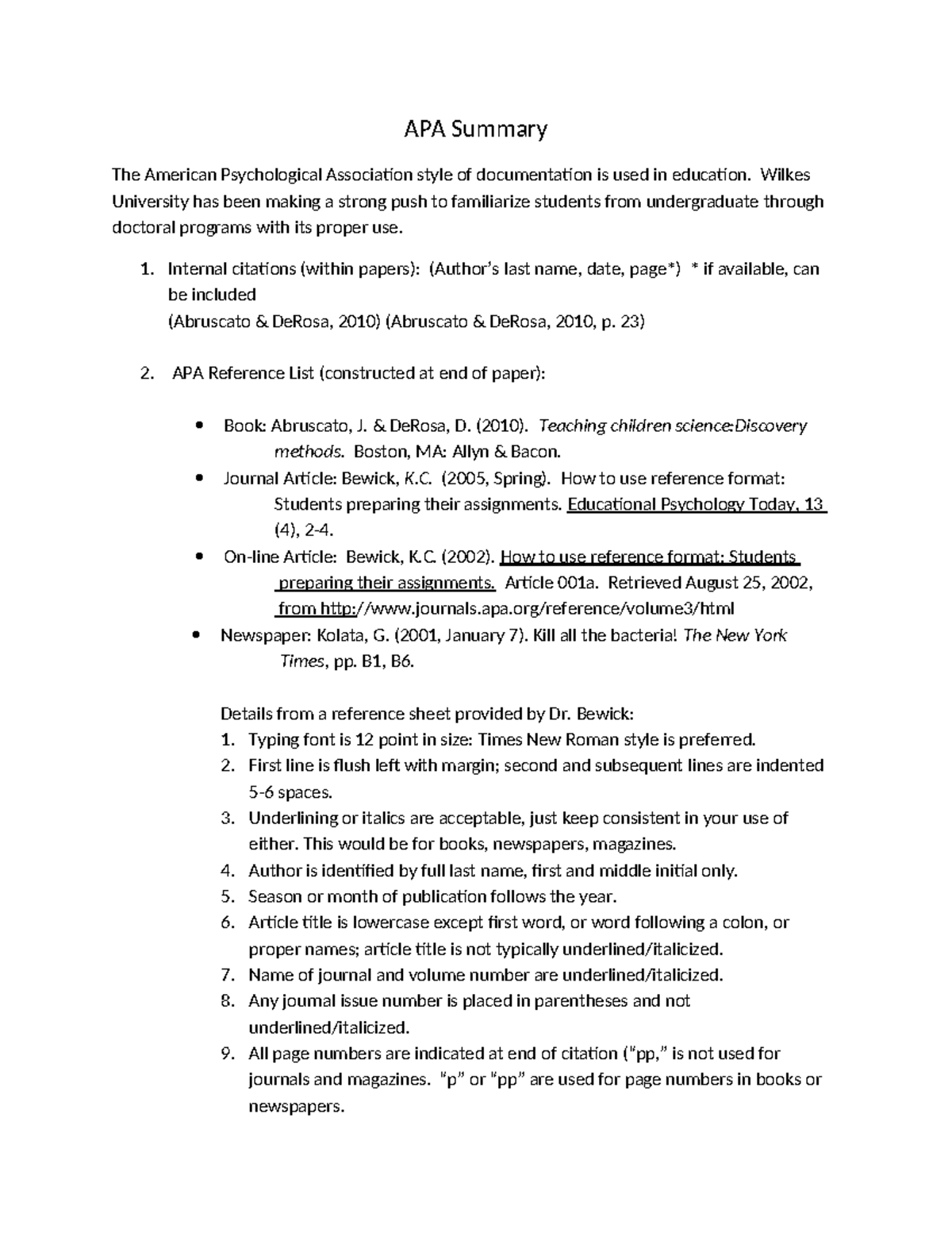 APA Summary Ed 370 - Advanced Documentation Guidelines - Studocu