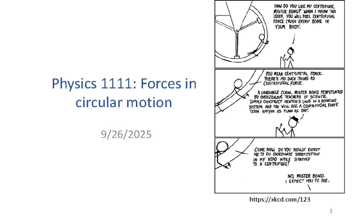 PHYS 1111: Forces in Uniform Circular Motion Quiz Overview and Examples - Studocu