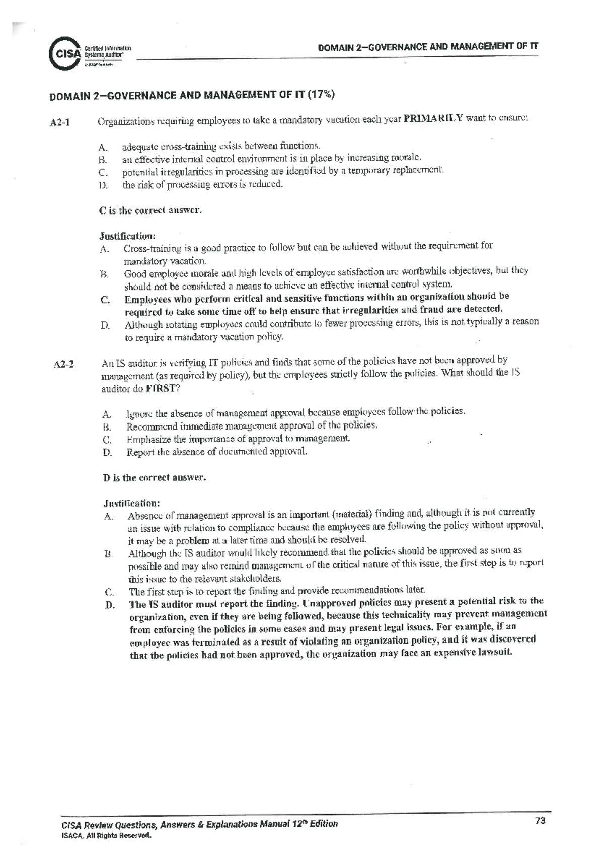 ICAB IT Governance Mock Test Questions and Answers - Studocu