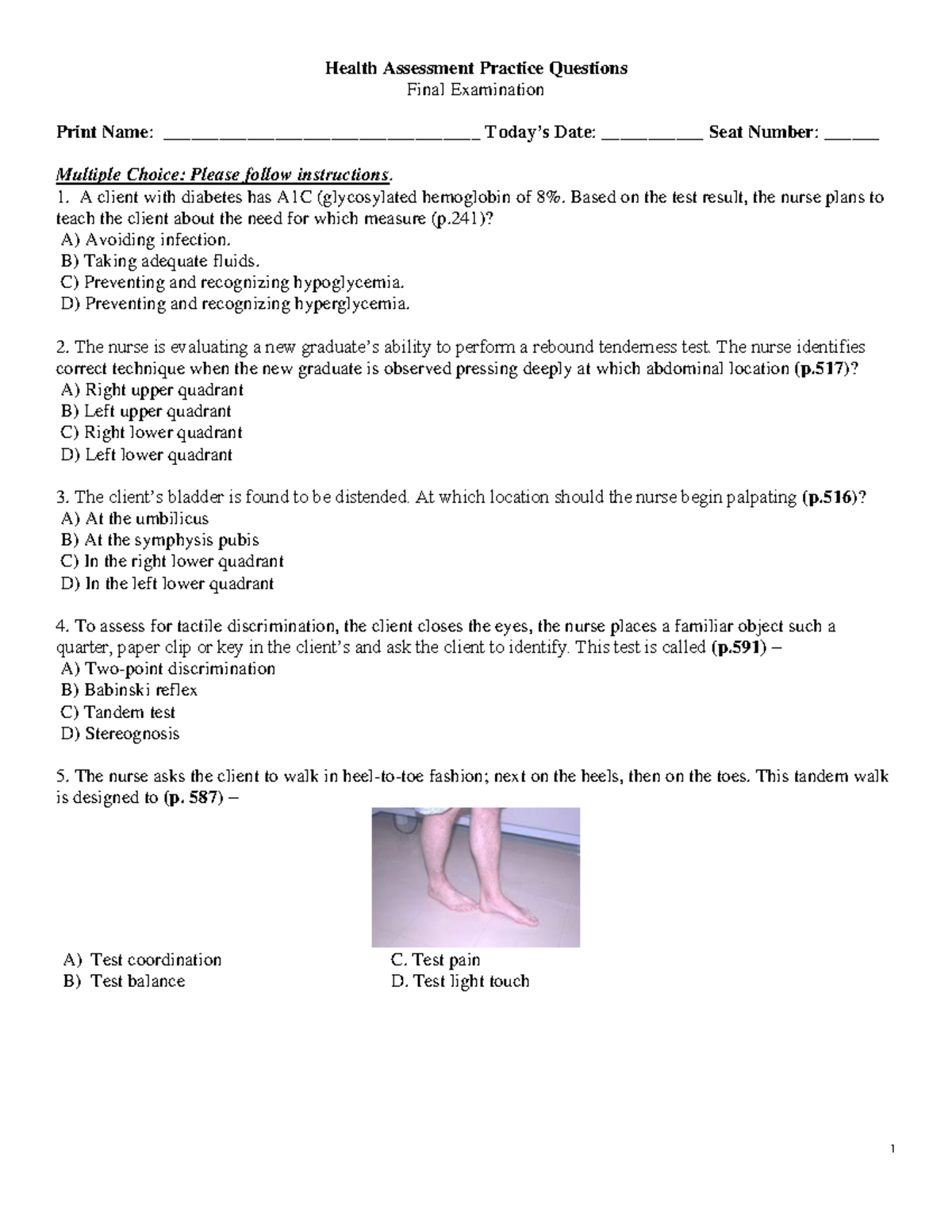 2021 Health Assessment Final Exam Practice Questions (HAPQ) - Studocu