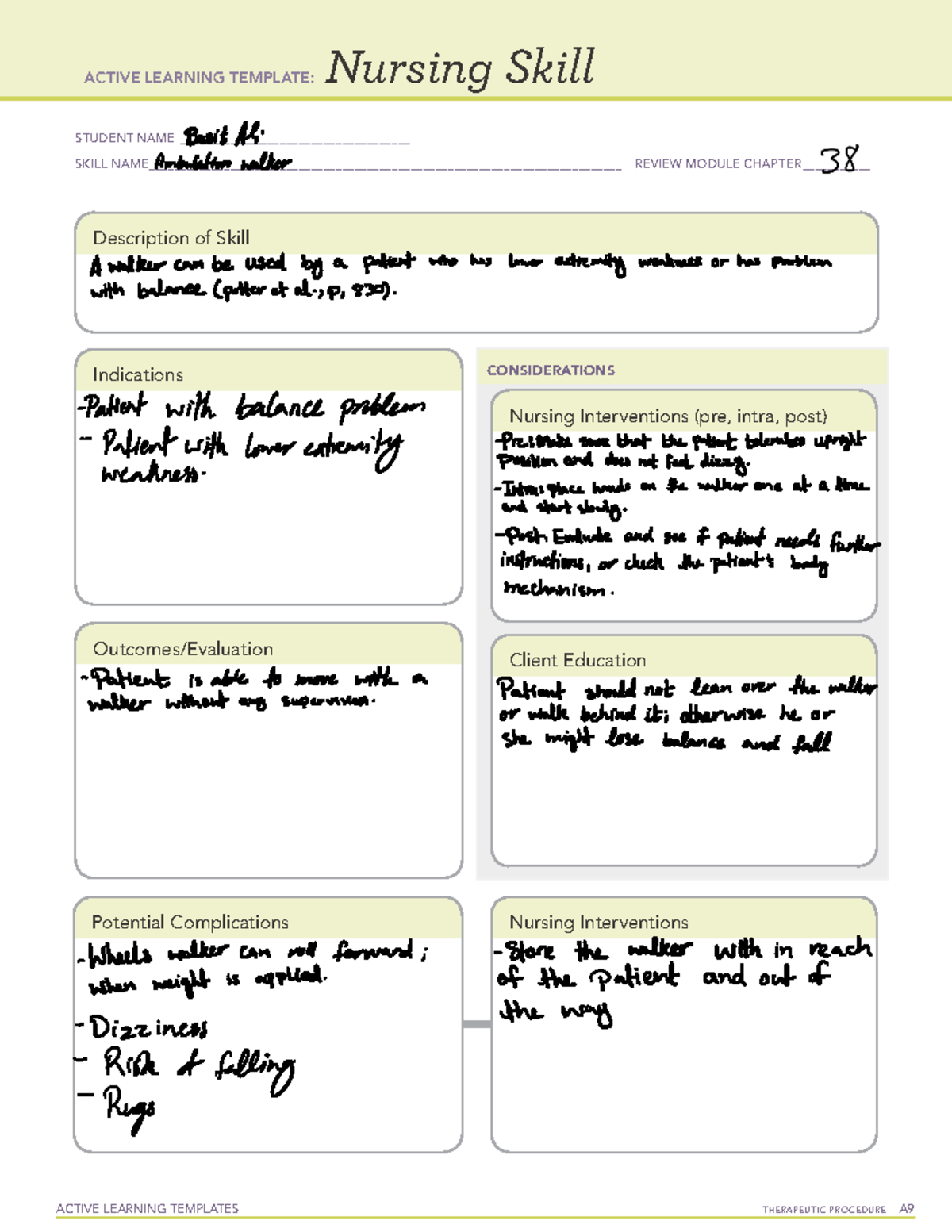 Walker - restraints - ACTIVE LEARNING TEMPLATES THERAPEUTIC PROCEDURE A ...