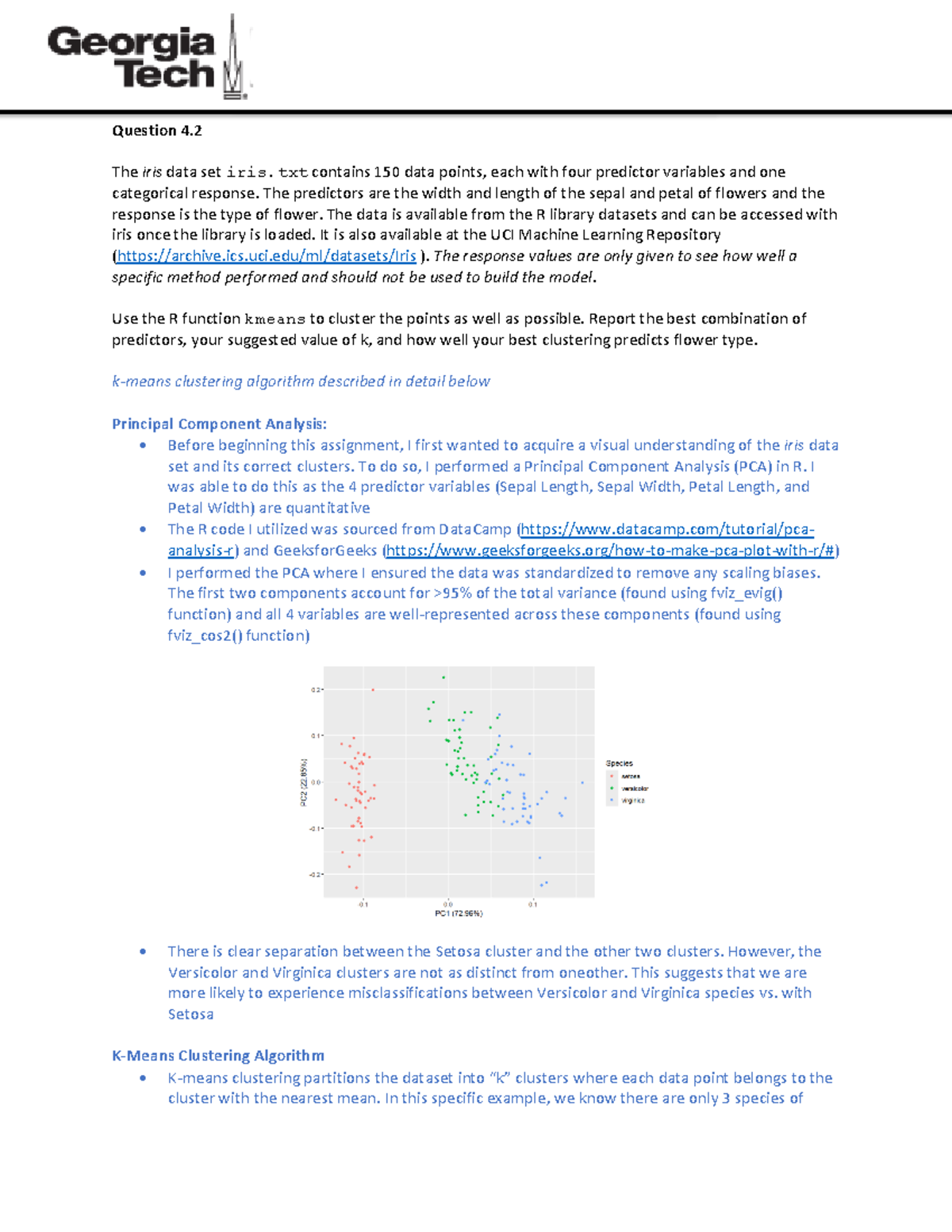 Homework Question 4.2 - Question 4. The iris data set iris contains 150 ...