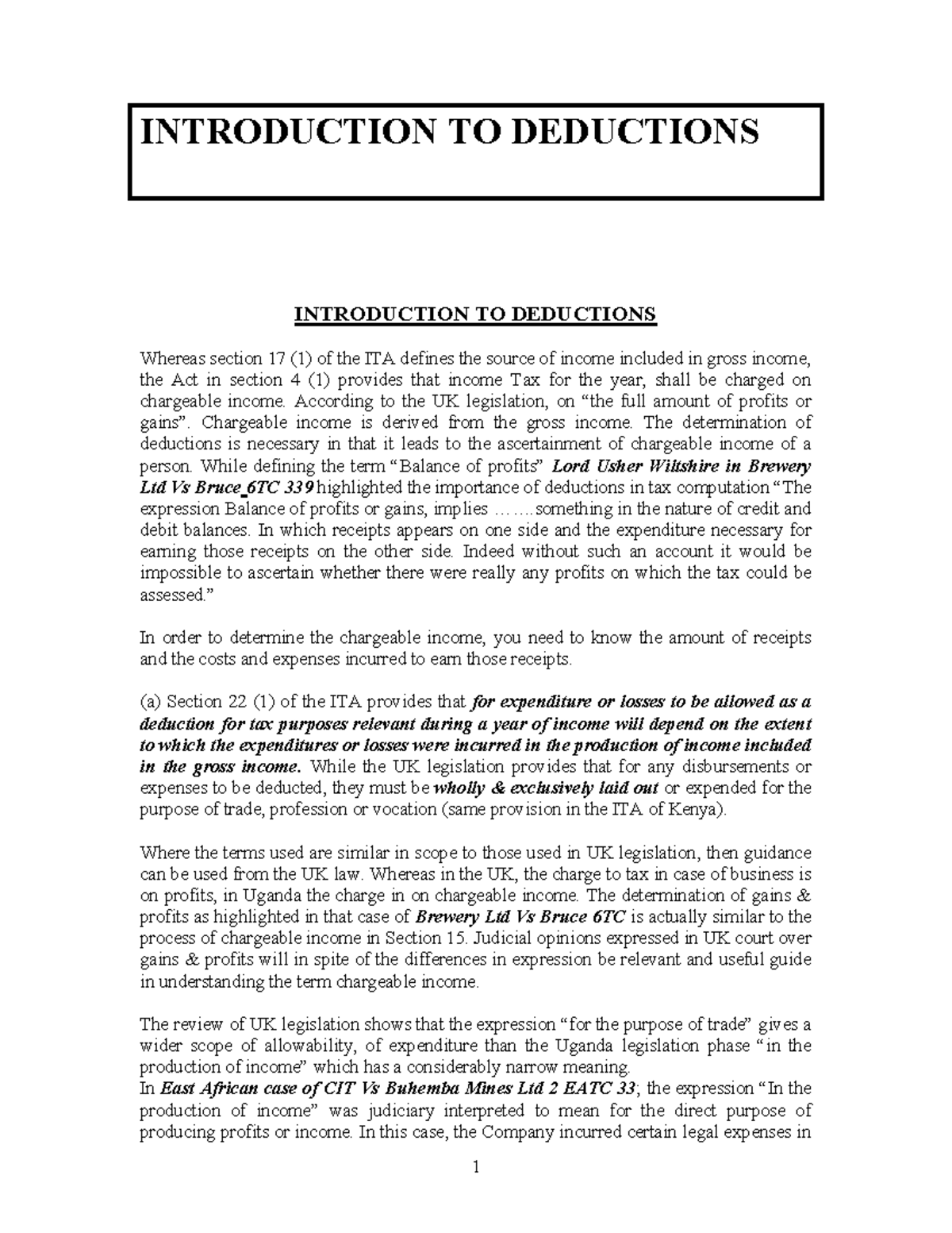 LDC TAX Practice - Introduction TO Business Deductions Notes -pdf ...