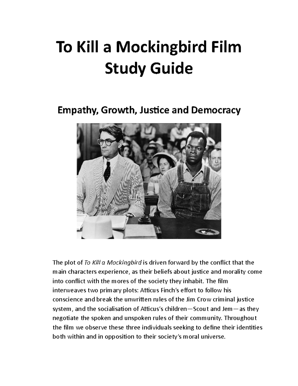 To Kill a Mockingbird Study Guide - To Kill a Mockingbird Film Study ...
