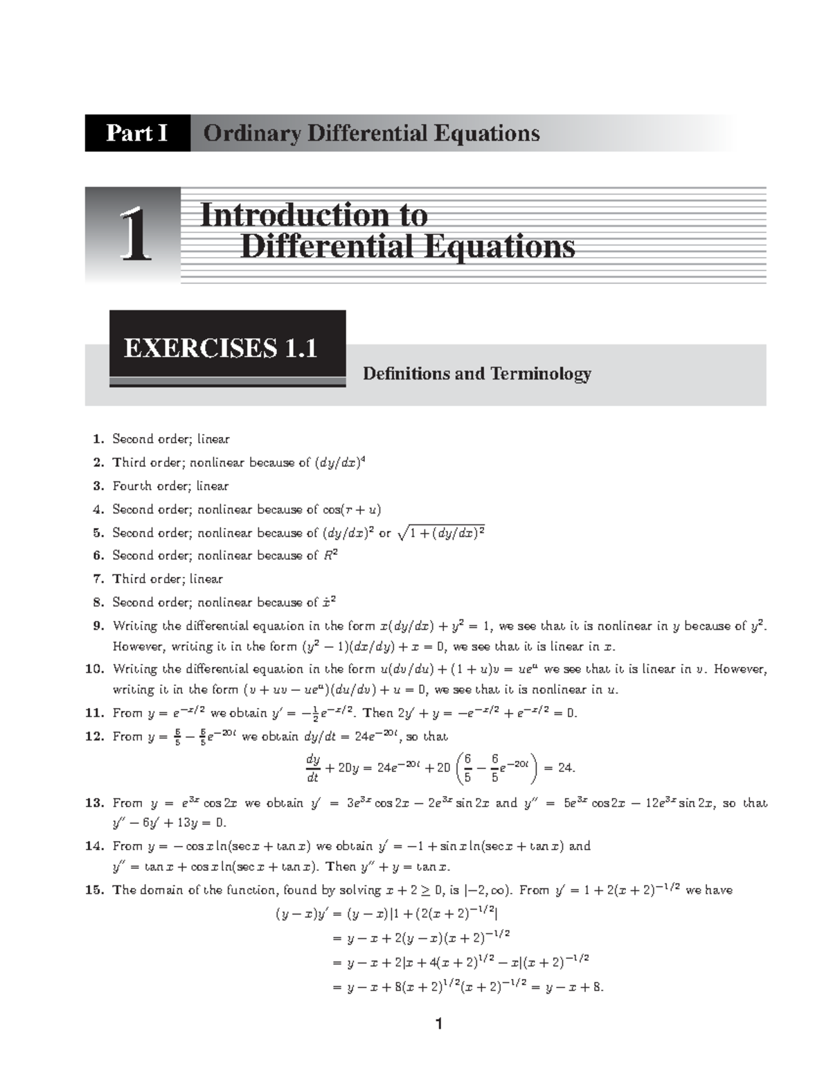 Chapt 01 - Intro to Differential Equations in Engineering Math - Studocu