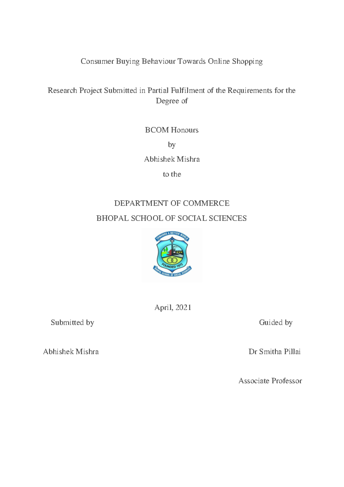 BCOM Honours Research Project: Consumer Buying Behaviour in Online ...