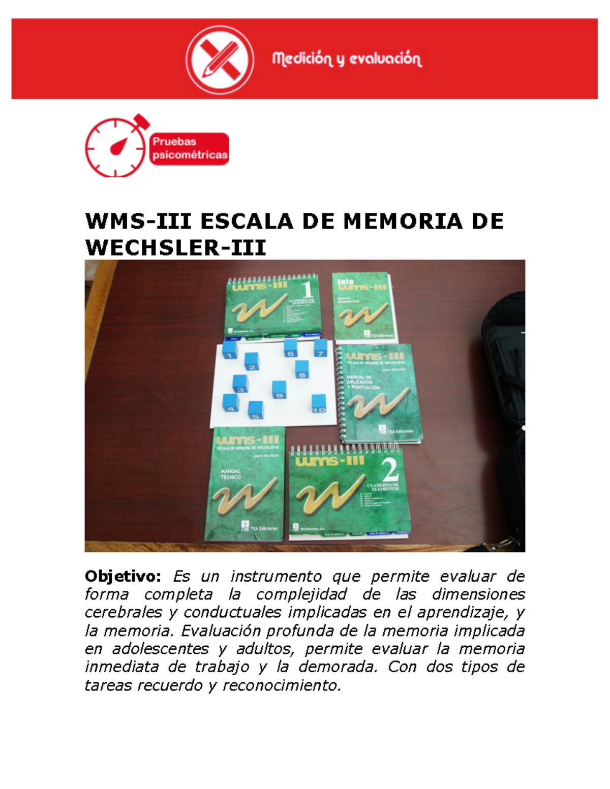 WMS-III Escala DE Memoria DE - WMS-III ESCALA DE MEMORIA DE WECHSLER ...