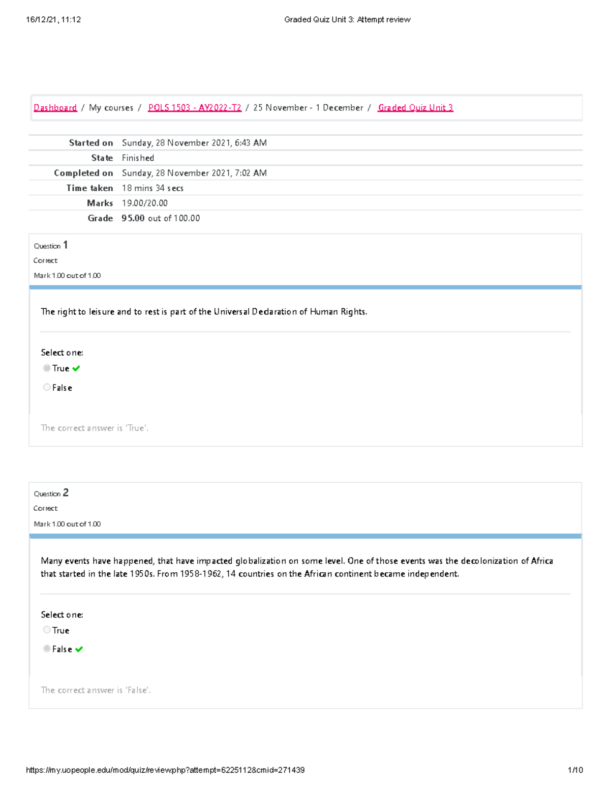 POLS 1503 Unit 3 Graded Quiz Review - Results and Insights - Studocu