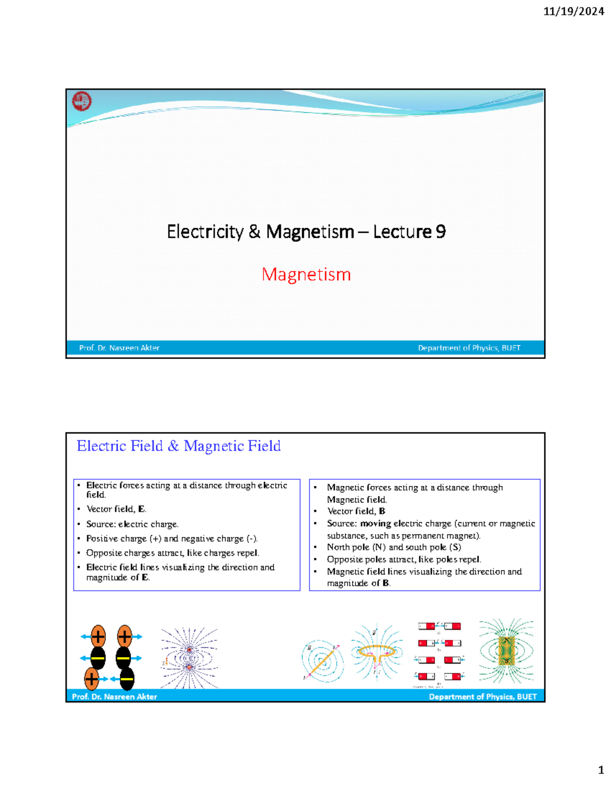Electricity & Magnetism Lecture 9: Forces & Motion in Fields - Studocu