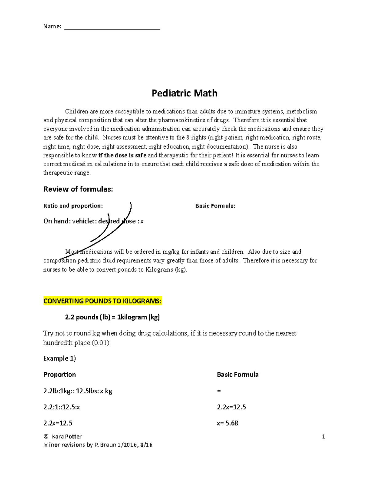 PEDS 101: Pediatric Math Problems & Medication Calculations Guide - Studocu