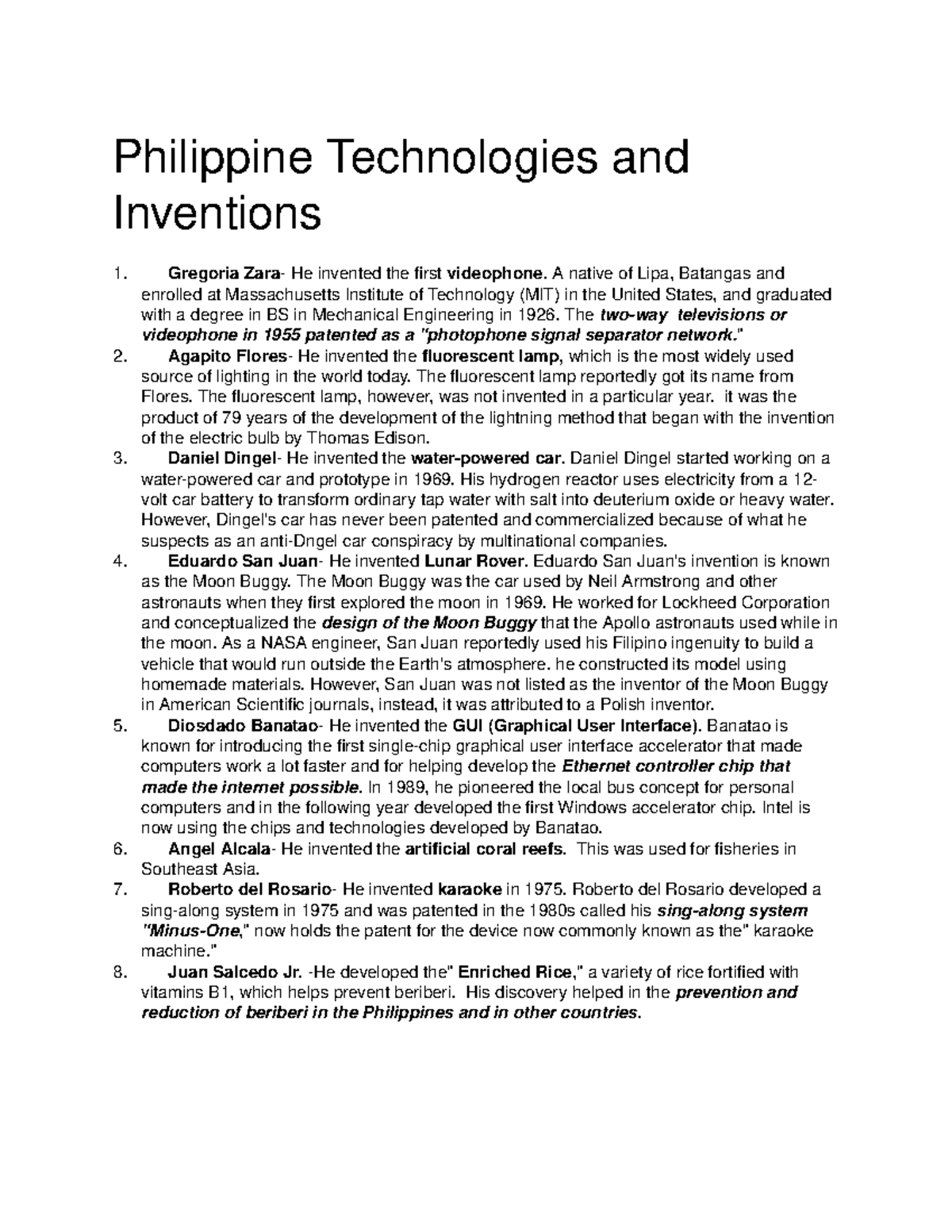 Philippine Technologies and Inventions - Phi lippi ne Technol ogi es ...
