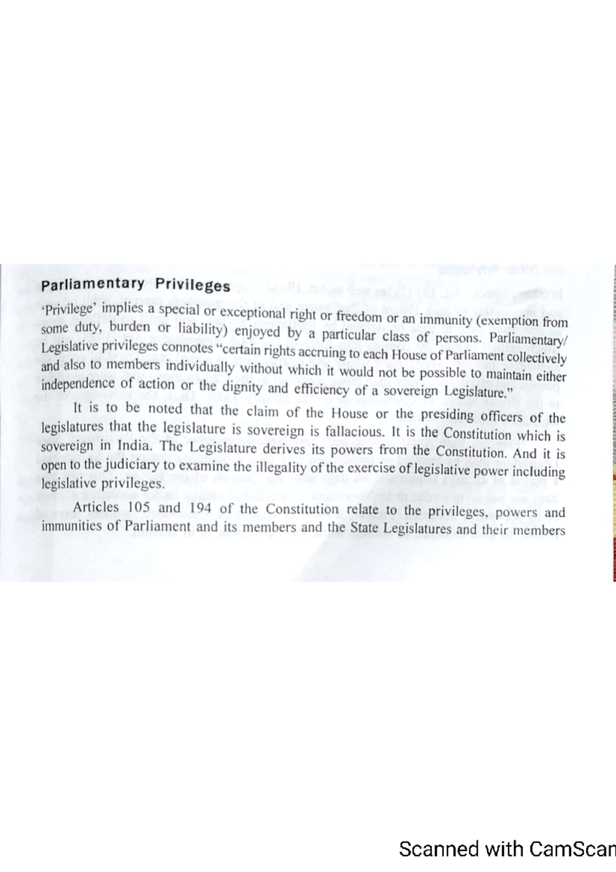 Parliamentary Privileges: Rights, Immunities, and Legislative Context ...