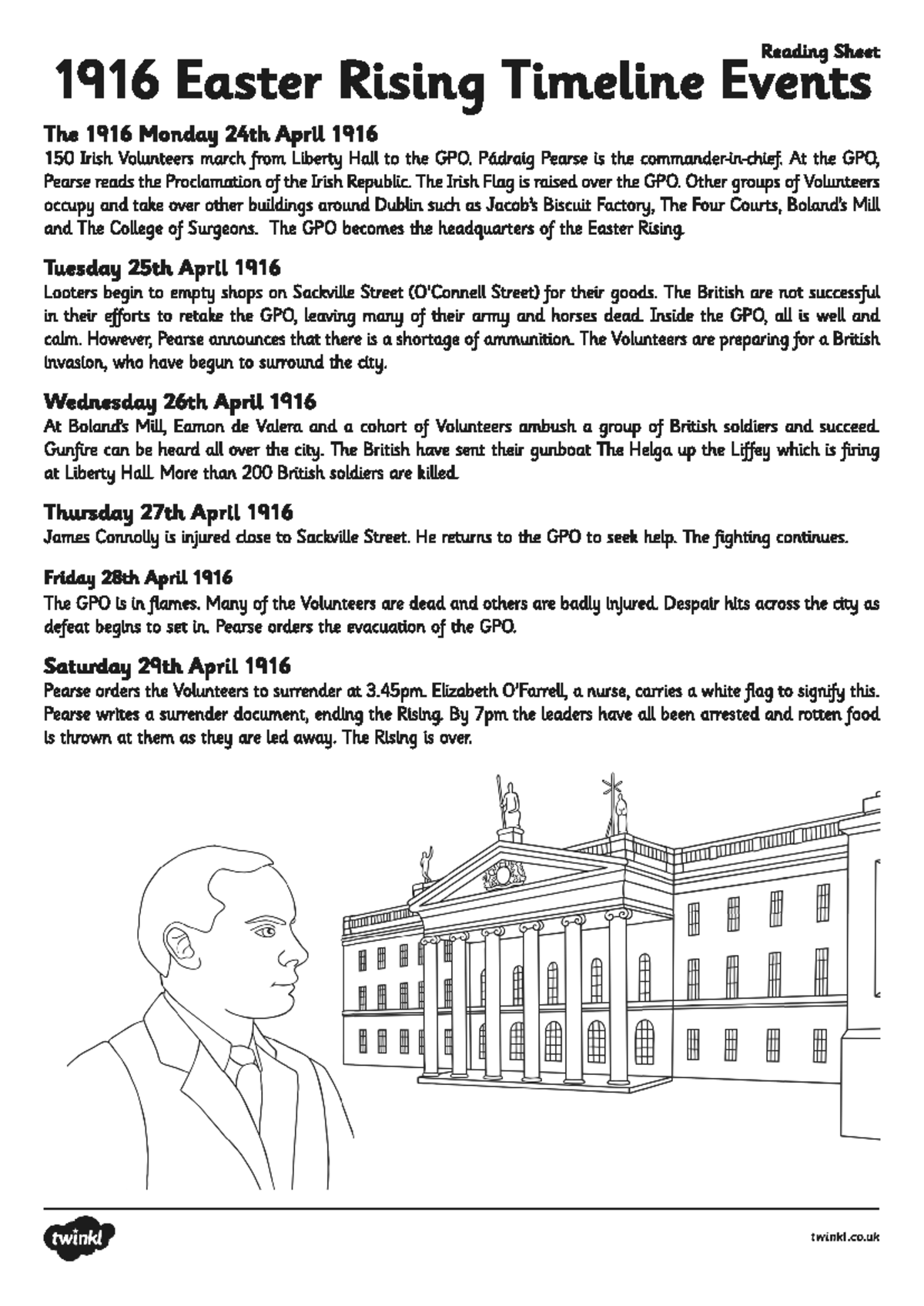 ROI2 H 037 1916 Easter Rising Timeline Reading Sheet - Studocu