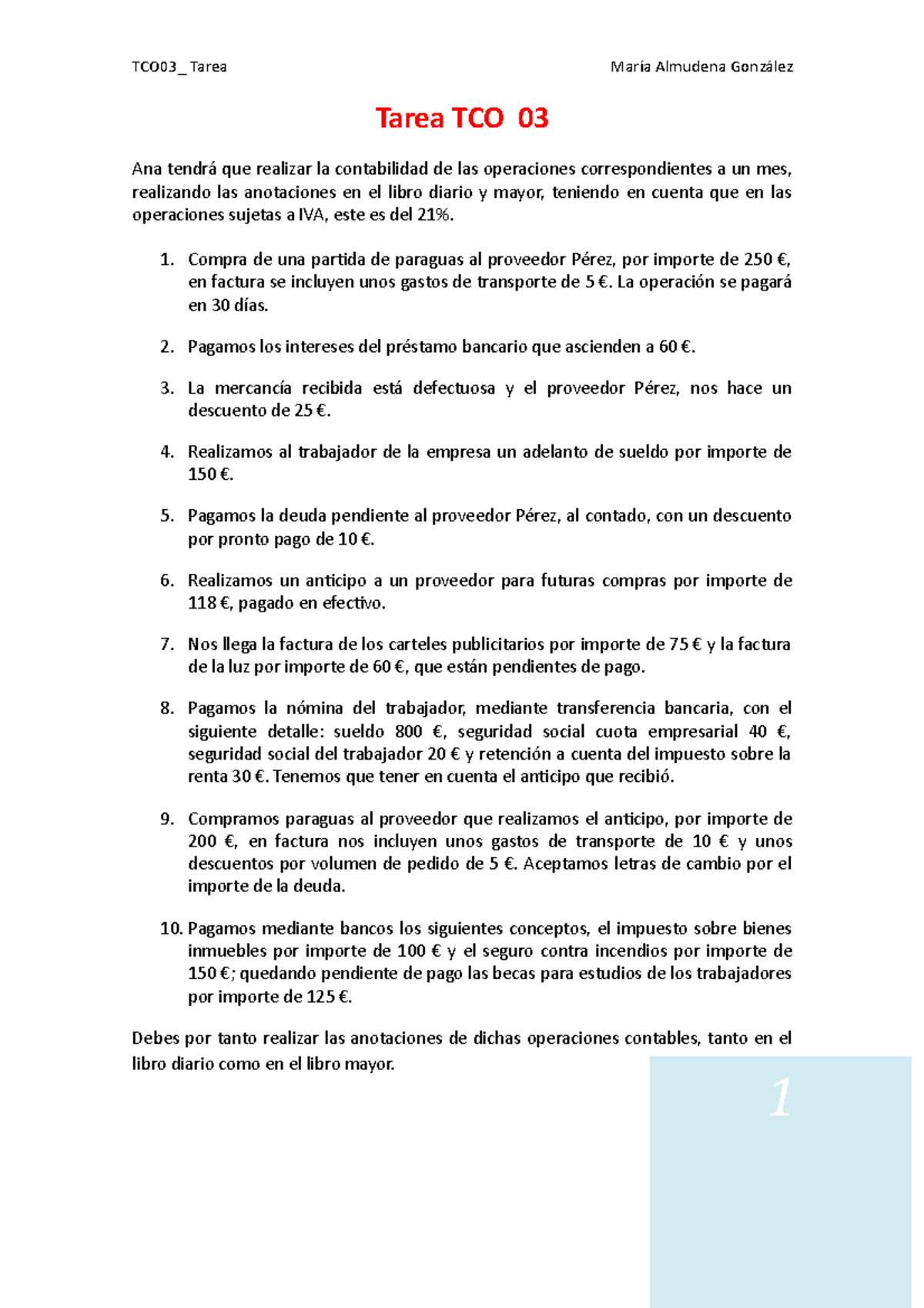 TCO03 Tarea de Contabilidad: Anotaciones en Libro Diario y Mayor - Studocu