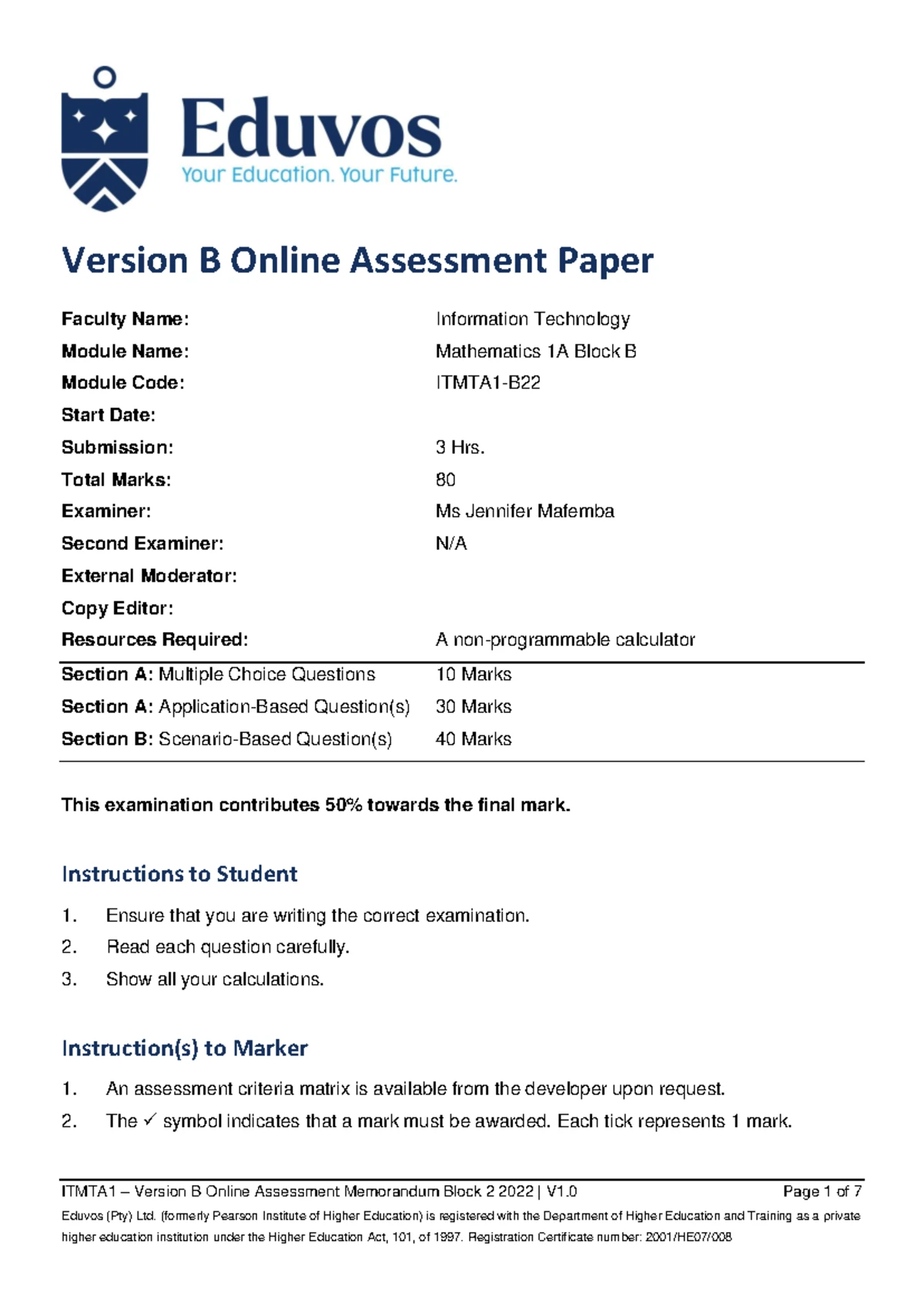Eduvos Academic Calendar 2025: Year 1 Schedule and Important Dates ...